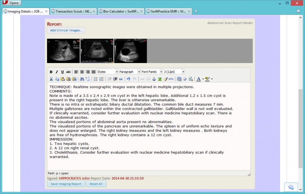 Imaging Report | SwiftPractice EMR